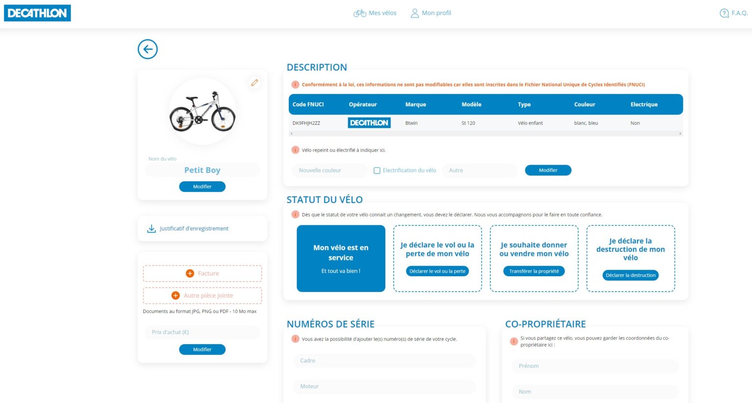 Decathlon améliore sa plateforme d'identification obligatoire des vélos